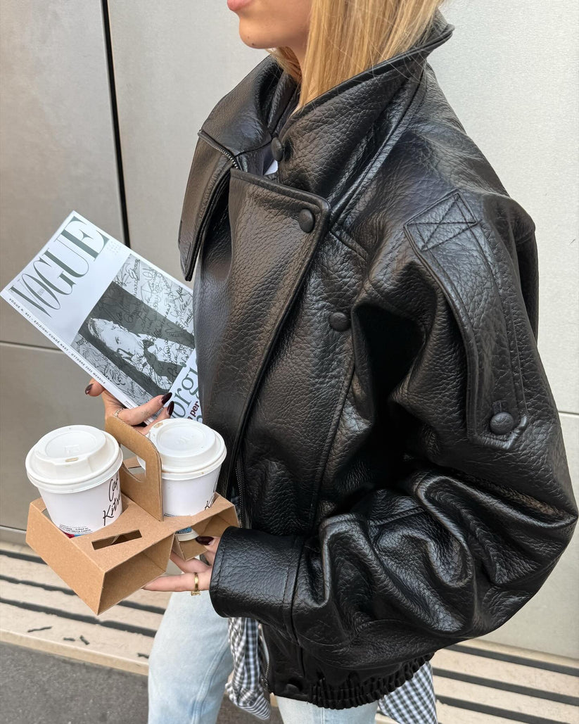 Verona High-Neck Leather Jacket – luxevintage